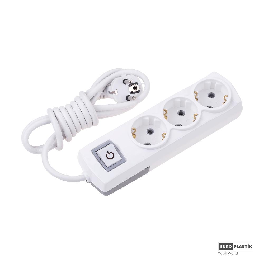 2 Gangs Earthed Group Socket With 5mt Cable and Switch | EURO Plastik