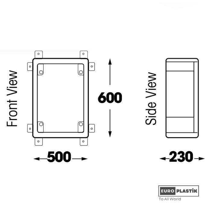 500 x 600 x 230 ABS Grey Door PC Board | EURO Plastik