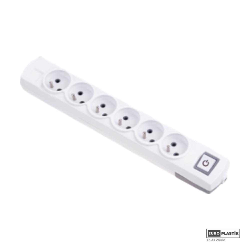 6 Gangs Pin Earthed Group Socket with Switch (No-Cable) | EURO Plastik